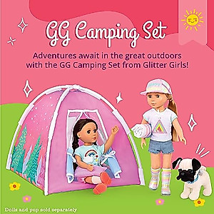 Glitter Girls – Camping Set – Colorful Play Tent & Rainbow Sleeping Bag with Pillow – 14-inch Doll Accessories for Kids Ages 3 and Up – Children’s Toys