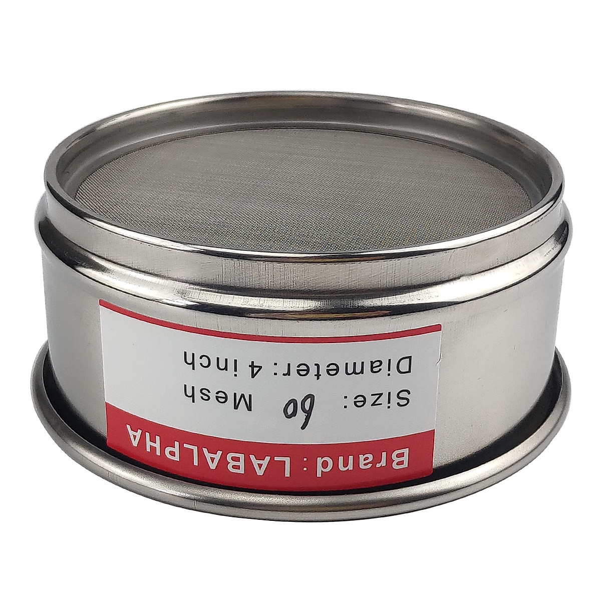 LABALPHA 60 Mesh Lab Sieves, Test Sieve #60 Mesh, 4'' Diameter, 304 Stainless Steel Wire Cloth (0.3mm)
