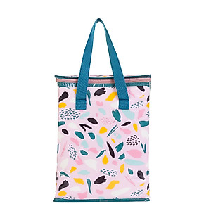 Planet E Reusable Grocery Picnic Shopping Bags - Heavy Duty Colorful Collapsible Insulated Zip Coolers (Pack of 3)