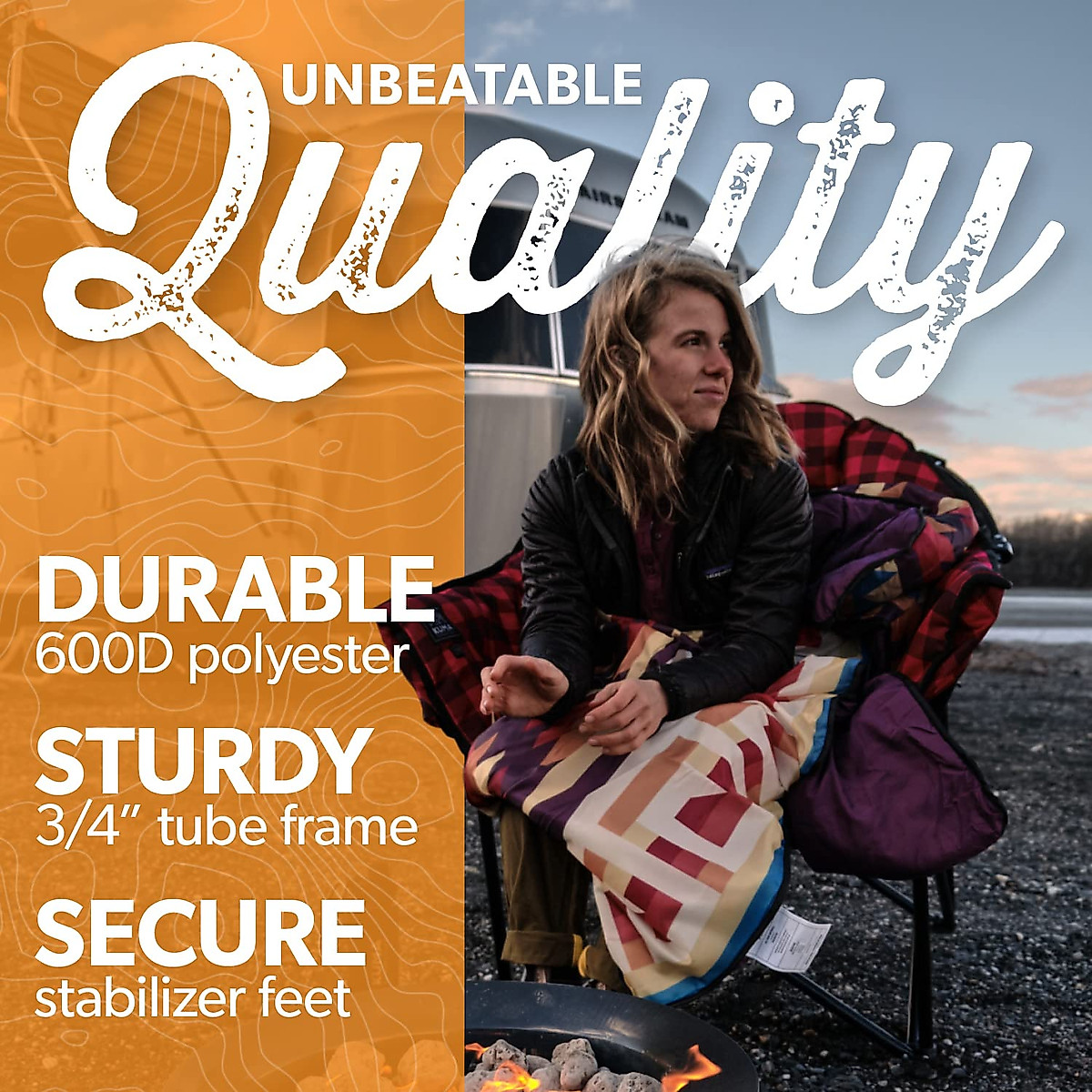 Kuma Outdoor Gear Lazy Bear Chair with Carry Bag, Ultimate Portable Luxury Outdoor Chair for Camping, Glamping, Sports & Outdoor Adventures (Sierra/Black)