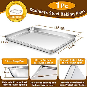 P&P CHEF Toaster Oven Tray and Rack Set, Stainless Steel Baking Pan with Cooling Rack, Fit Your Small Oven & Single Person Use, Non Toxic & Easy Clean