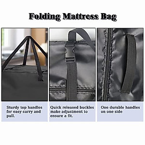 Andacar Folding Mattress Storage Bag for Tri-Fold Mattress, Fits Up for Queen 6 Inch Mattress Folding Mattress Bag - 58 X26 X18 Inches