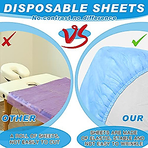 Mixweer 30 Pcs Massage Table Sheets Non Woven Fitted Spa Bed Cover Protective Breathable Disposable Sheets for Beauty Salon Skincare, 39 x 87 Inches (Blue)