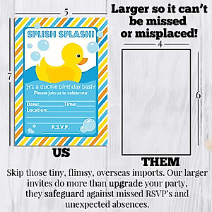 Little Rubber Duckie Birthday Party Fill In Invitations, 20 5x7 Fill In Cards with Twenty White Envelopes by AmandaCreation