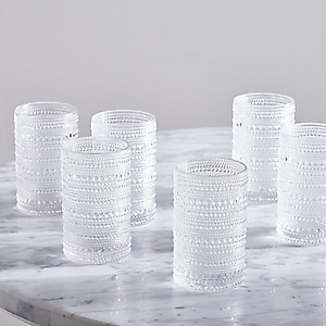 BUTEEST Set of 6 Hobnail Drinking Glasses, 13oz Vintage Glassware for Water, Juice, Cocktail, Milk, Beer & Beverages, Non-slip Design on Body &Bottom, Exquisite Clear Bubble Glasses | BPA Free |, Gift