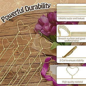 Bonsicoky 40 Pack Gold Floral Card Holder Picks - 12.4" Metal Gift Card Holder - Round Shaped Place Card Holder for Wedding Birthday Party Bouquet Decorations