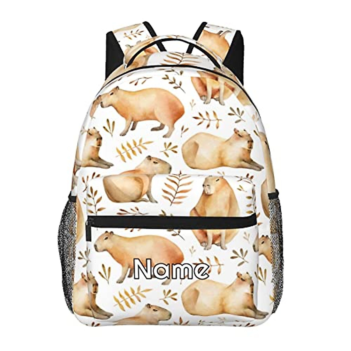 Personalized Capybara Backpack for School Custom Name Boys Girls Schoolbag