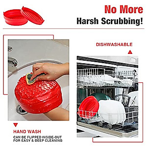 2-Pack, TroHollis™ Silicone Air Fryer Liners | 7.5＂Foldable Air Fryer Silicone Pot [NEW-UPGRADED] | Food-Grade Reusable Air Fryer Accessories for Replacing Parchment Liner Paper, Red & Black