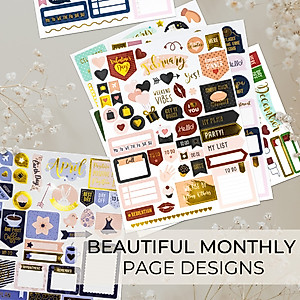 Aesthetic Greenery Planner Stickers for Fun Planning - 1100+ Stunning Gold Foil Monthly Designs - The Perfect Sticker Accessories to Enhance Your Daily Calendar and Planner Journaling