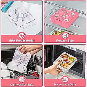 Bento Lunch Box Set With 10oz Soup Thermo, Leak-proof Lunch Containers with 4 Compartment, Kids Hot Thermo Food Jar/Insulation Lunch Bag, Food Containers for School（Mermaid）