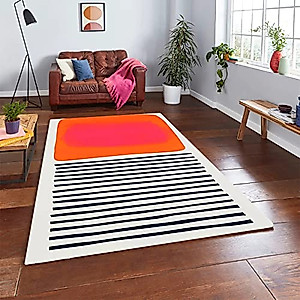 Orange Black Beige Minimalist Modern Abstract Area Rug for Living Room Bedroom Dining Room Wool Shaggy Soft Plush Throw Carpet No-Slip Indoor Kitchen Laundry Runner Rug 2x6
