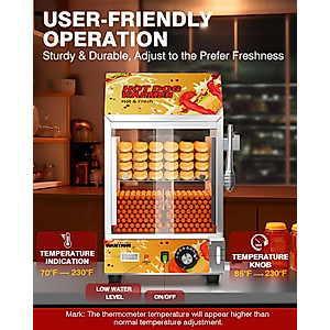 WantJoin Hot Dog Steamer, Adjustable Temperature 2-Tier Electric Hot Dog Steamer with Bun Warmer, 24.52 QT, Visible Glass Sliding Door and Water Level Line, Suitable for Steaming 175 Hot Dogs &40 Buns