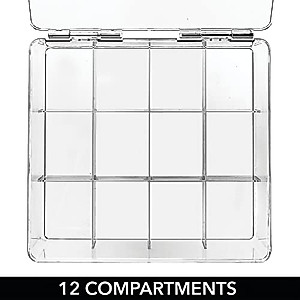mDesign Plastic Stackable Tea Bag Organizer Storage Bin with Lid for Kitchen Cabinets, Countertops, Pantry - Container Holds Beverage Bags, Cups, Pods, Packets, Condiment Accessories - Clear