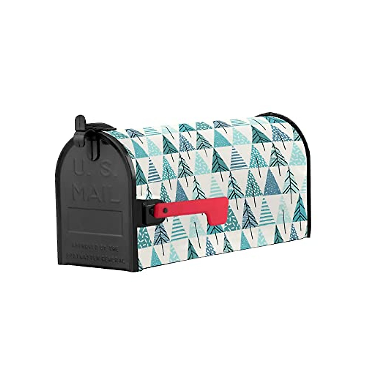 Christmas Mailbox Cover Magnetic Christams Xmas Tree Tile Pattern Pine Simple Strokes Post Box Cover Waterproof Durable Mailbox Wraps for Farmhouse Outdoor Garden Home Decor Standard Size 25 X 21in