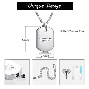 E&A Pet Cremation Jewelry for Ashes Dog, Urn Necklace for Ashes, Memorial Ash Necklace for Dog, Pet Ashes Stainless Steel Pendant, Dog/Cat Paw Keepsake Jewelry