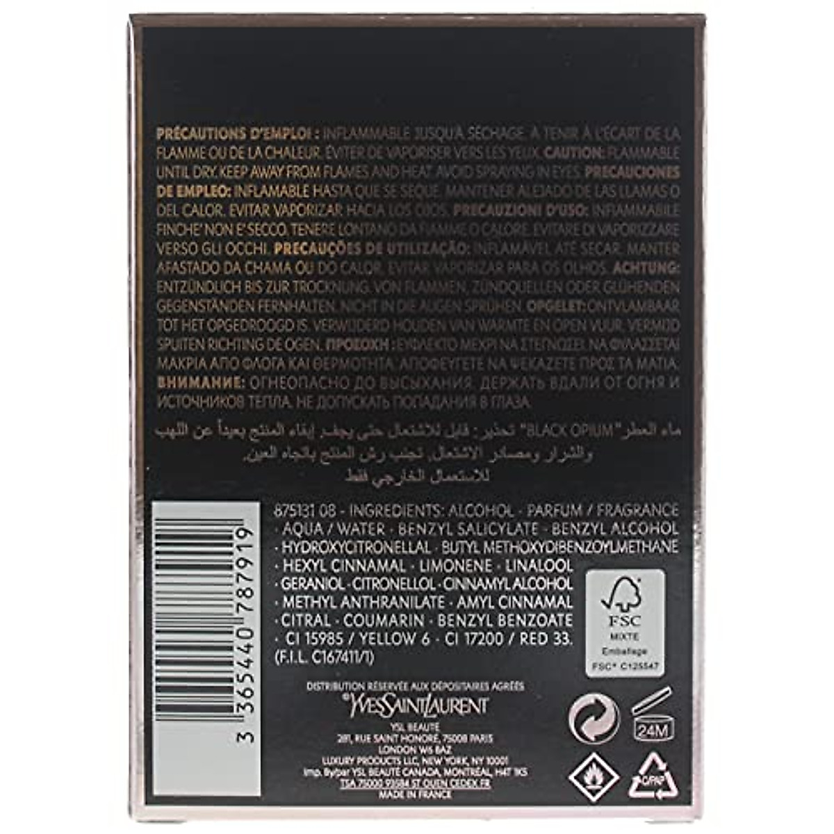 Yves Saint Laurent Eau De Parfum Spray for Women, Black Opium, 1.6 Ounce