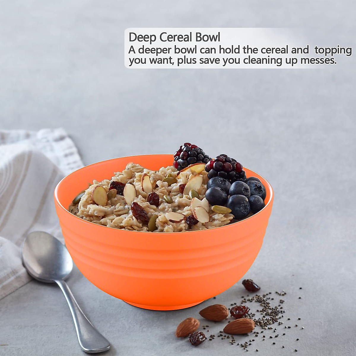 Homestockplus Unbreakable Cereal Bowls 24 OZ Microwave and Dishwasher Safe BPA-Free Bowl Dessert Bowls for Serving Soup, Oatmeal, Pasta and Salad [Set of 6]