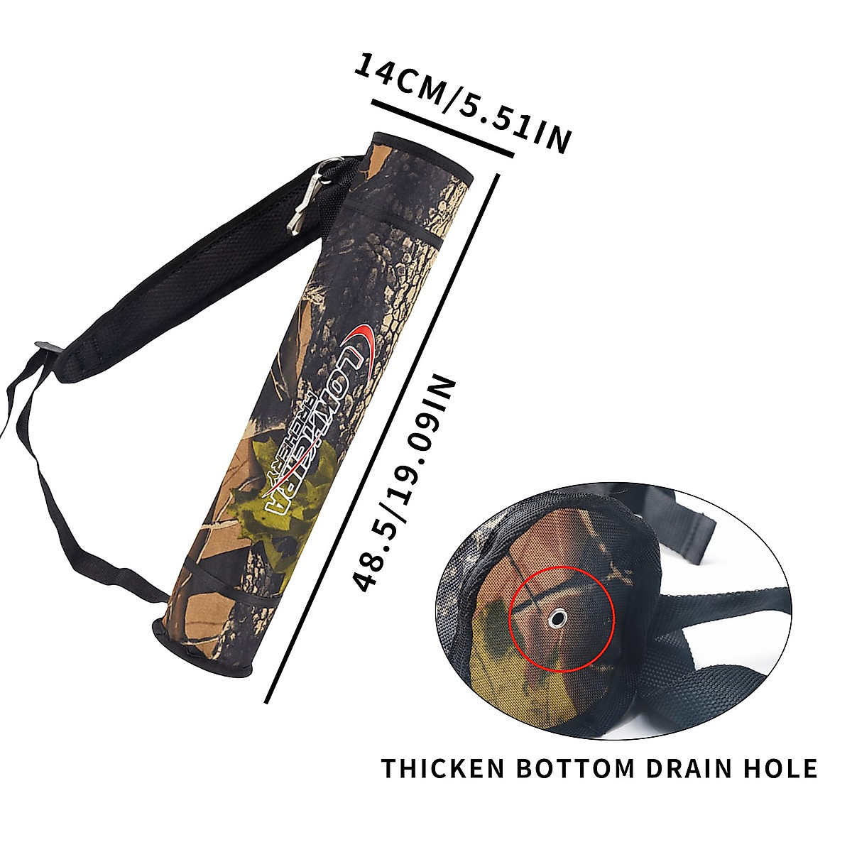 Arrow Quiver, Archery Lightweight Back Arrow Quiver Dual Use Foldable Compact Hip Arrows Bag for Recurve Bow Compound Target Practice Nylon Arrow Bag（Camo）