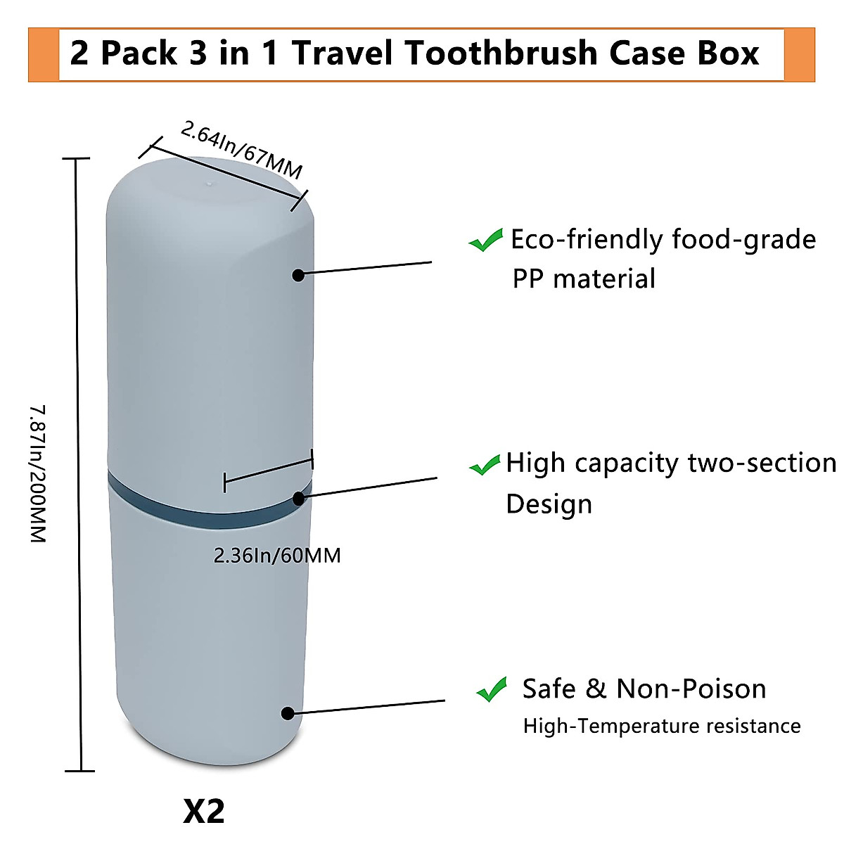 CEE 8 Pack Travel Toothbrush Case & 2 Pack 3 in 1 Travel Toothbrush Cup Case Box, Plastic Breathable Portable Toothbrush Holder Toothpaste Storage Box Cup for Travel, Business, Home, Camping, School