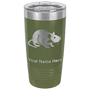 LaserGram 20oz Vacuum Insulated Tumbler Mug, Rat, Personalized Engraving Included (Camo Green)