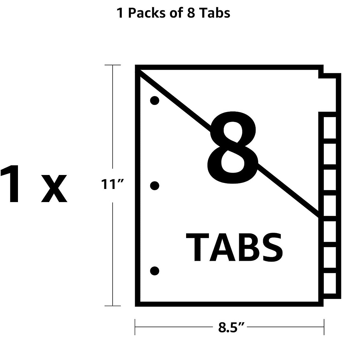 Amazon Basics 8-Tab Plastic Binder Dividers, Rewritable Tabs, with one pocket 3 sets
