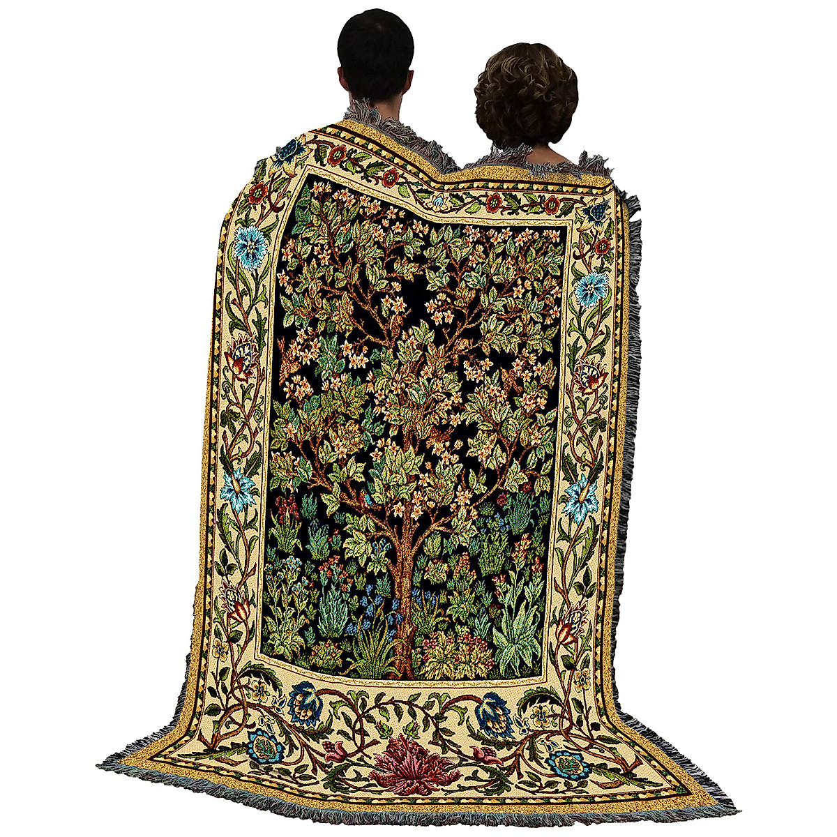 Pure Country Weavers William Morris Tree of Life Blanket - Arts & Crafts - Gift Tapestry Throw Woven from Cotton - Made in The USA (72x54)