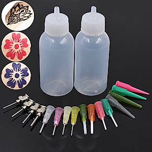 2Pcs Jagua Henna Temporary Tattoo Kit Applicator Bottles with 16 Tips Needles for Henna Tattoo Cone Tattoo Bottle Kits - Qty 2 & 16 Tips