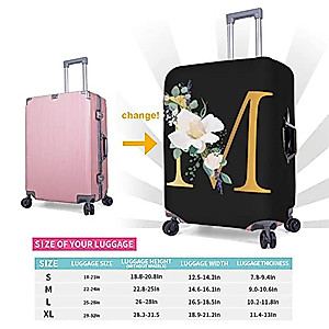 Flower Lette M Black Luggage Cover Elastic Washable Stretch Suitcase Protector Anti-Scratch Travel Suitcase Cover for Kid and Adult XL (29-32 inch suitcase)