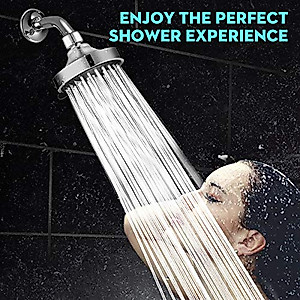 WarmSpray High Pressure Shower Head 5 Settings Fixed Showerhead 4 Inch High Flow Bathroom Showerhead with Adjustable Brass Ball Joint for Luxury Shower Experience Even at Low Water Pressure