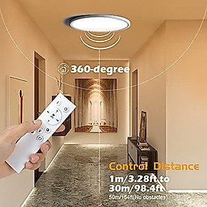 12 Inch 24W Dimmable LED Flush Mount Ceiling Light Fixture with Remote Control, 2800K-6500K Color Changeable, 10%-100% Brightness Adjustable, Flat Modern Round Ceiling Lamp Lights for Bedrooms.etc.
