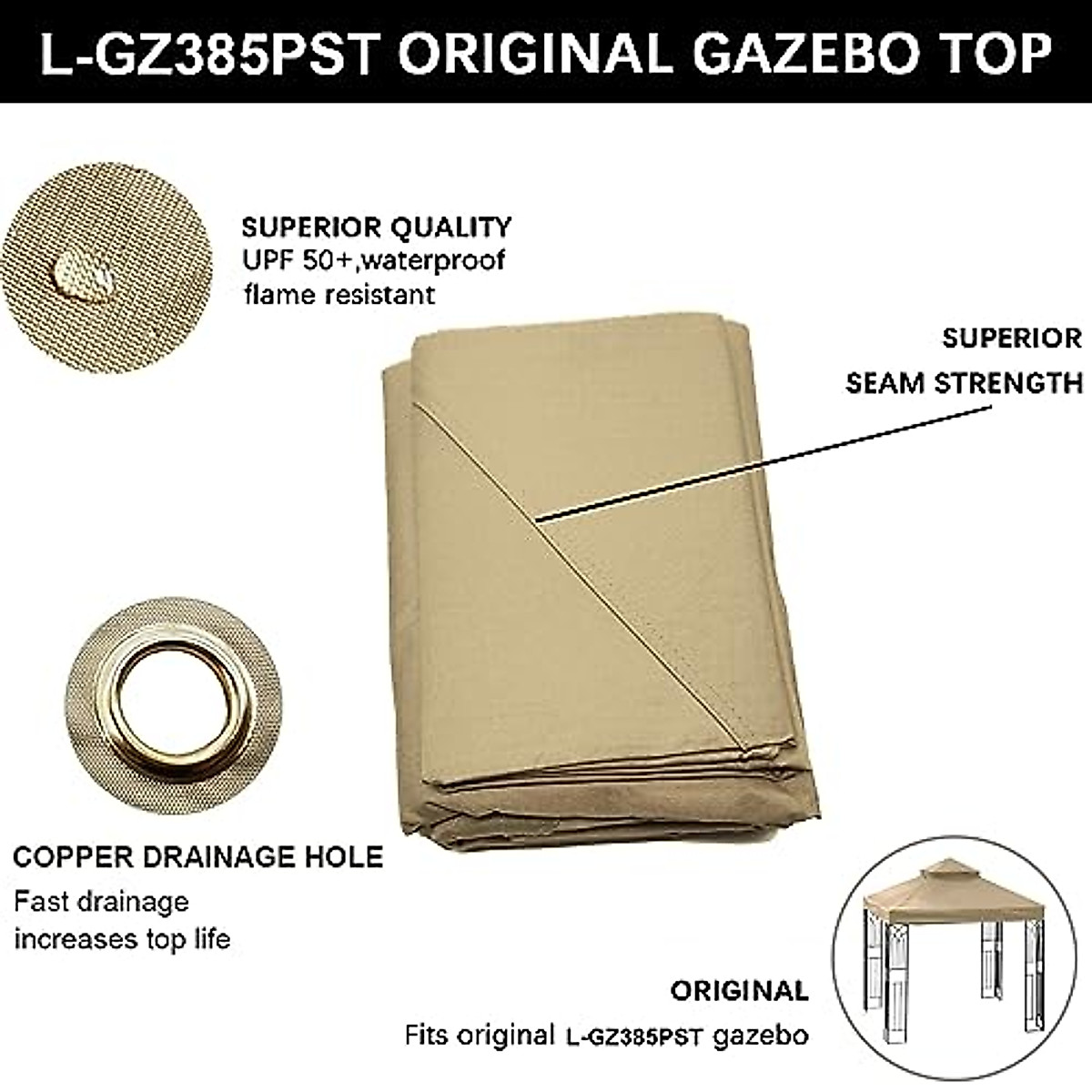 SCOCANOPY 8'x8' Gazebo Replacement Top for Model L-GZ385PST A101003000