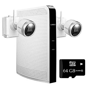 Lorex Indoor/Outdoor Wireless Security Camera System, 1080p HD Wire Free Cameras with Motion Detection Surveillance, Active Deterrence, 64GB MicroSD, 6 Channel NVR, 2 Battery Operated Cameras