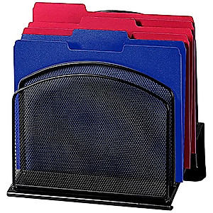 Slimry Design Desk File Organizer Vertical 5 Tier Black Metal Mesh Desktop Organizer, Office Organization File Holder for Documents and Desk Accessories,