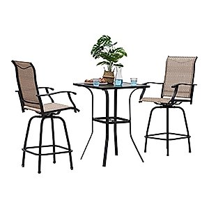 Outdoor Bar Stool Bistro Set, 3-Piece Patio Furniture Set, Patio Bistro Table and Bar Chairs