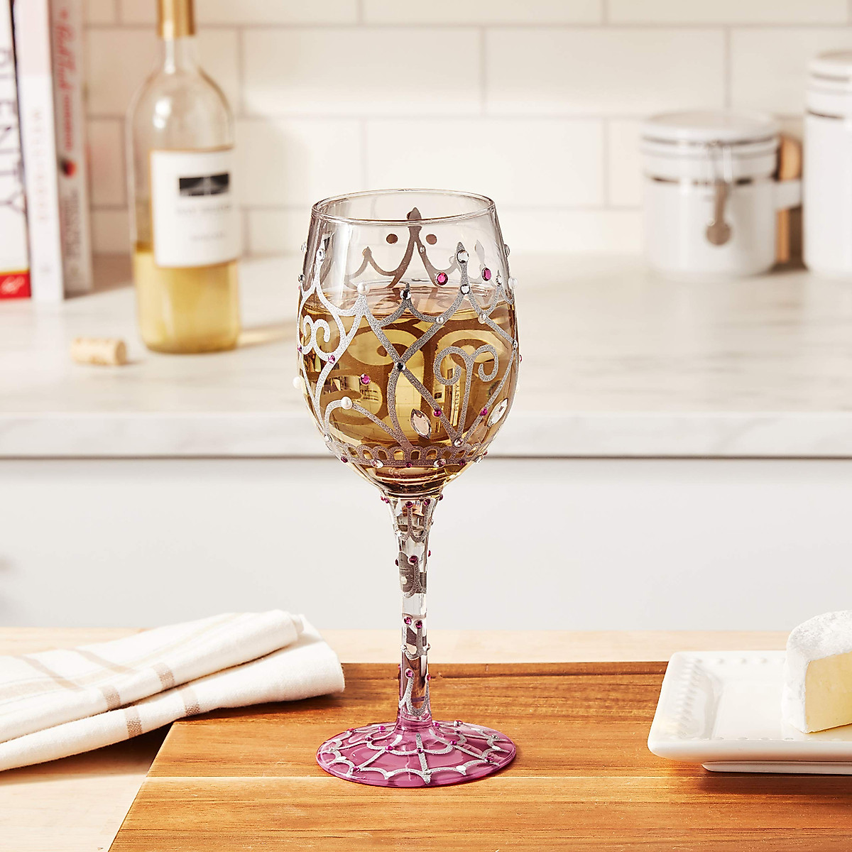 Lolita My Tiara Artisan Painted Wine Glass Gift