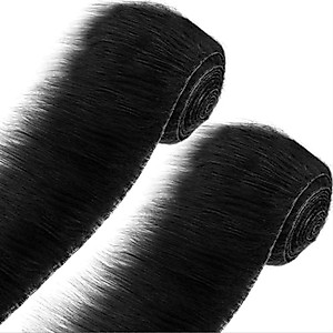 Faux Fur Fabric 2PCS Fake Fur Plush Fabric Precut Strips Fluffy Fuzzy Craft Fur for Gnomes Beard Hair Decoration (Black)