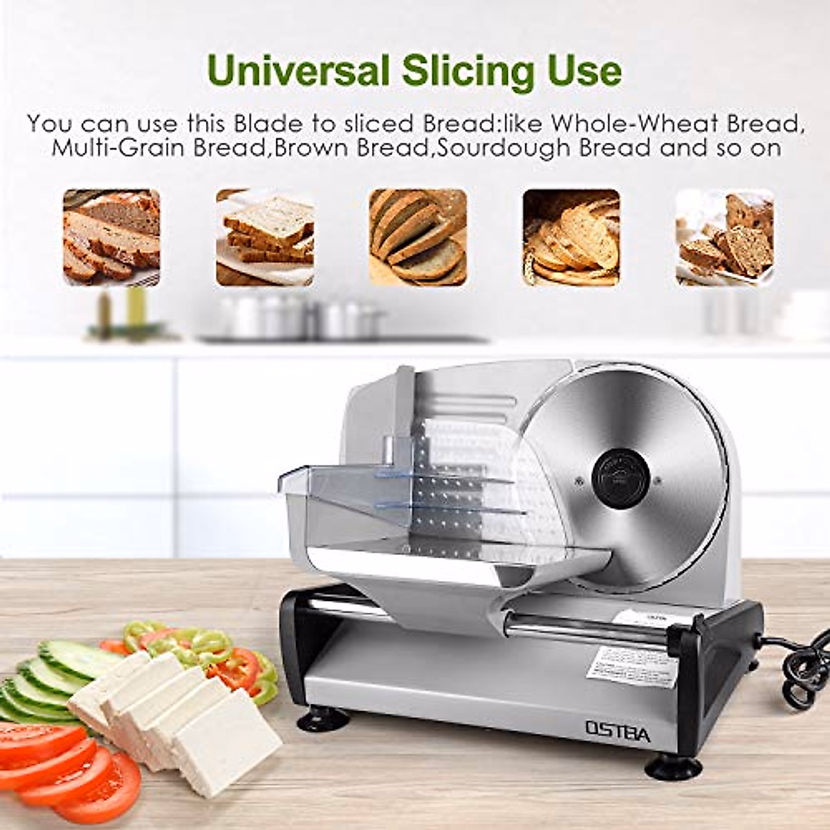 OSTBA Meat Slicer Blade Non-serrated Blade only for Electric Food Slicer SL-518 and SL-518-1