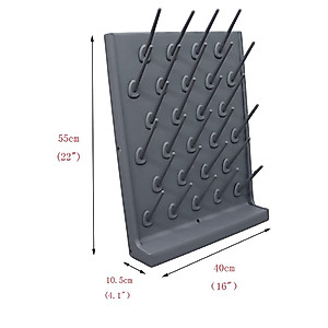 INTBUYING Bottle Drying Rack Pegboard Wall Mounted Desk Grey 27Pegs Removable PP Glassware Drying Draining Rack Education&lab Cleaning Equipment