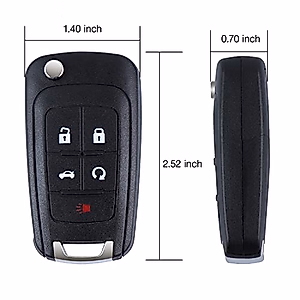 Replacement Flip Remote Fob fit for 2010-2019 Chevy Equinox,2011-2016 Cruze Malibu Camaro Trax /Buick Lacrosse Regal Verano Trunk Car Keyless Entry Uncut Key Fob (FCCID: OHT01060512) Pack of 2