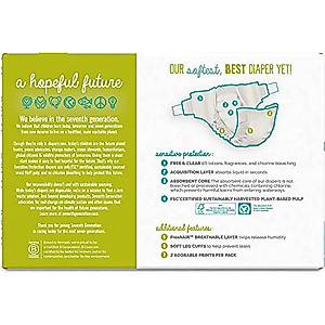 Seventh Generation Baby Diapers Chlorine Free Diaper Newborn Diapers Sensitive Protection Newborn 80 Count