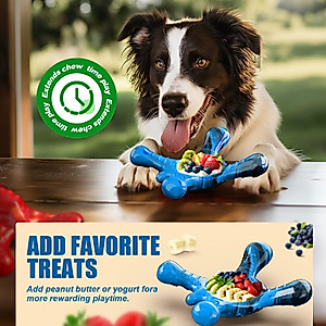 Ouilter Dog Toys for Aggressive Chewers, Nylon Indestructible Dog Toy for Medium Large Dogs, Hedgehog Ddog Chew Toys with Bacon Flavor, Long Lasting, Dog Toys for Boredom, Blue