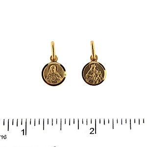 amalia 18K Solid Yellow Gold Round Scapular Medal (9 mm)