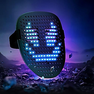 MEGOO Led Mask with Gesture Sensing Transforming,Light Up Luminous Digital Glow Mask for Halloween Rave Dj Party Masquerade