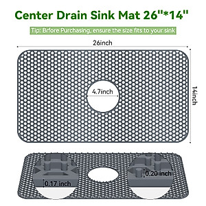 Silicone Sink Mat Toovem Kitchen Sink Mats 26''x14'' Sink Protectors for Kitchen Sink with Heat Resistant Flexible Stable for Bottom of Farmhouse Stainless Steel Porcelain Sink Pad