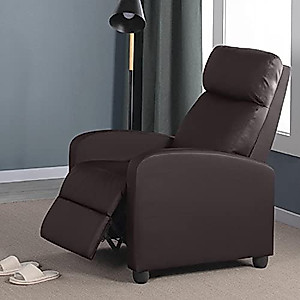Yaheetech Padded Seat Recliner Chair Set of 2 Single Sofa Recliner Home Theater Seating PU Leather Upholstered Reclining Chair Brown