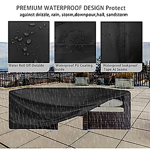 Garden Balsam Patio Furniture Cover Outdoor Table and Chair Set Covers Outdoor Dining Set Cover Outdoor Sectional Sofa Set Covers Water Resistant Rectangle 74"L X 47"D X 28"H Black