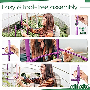 Large Tomato Cages for Garden - 6.5ft (Up to 80 Inches) Heavy Duty Tomato Cages for Vine, Vegetables, Fruits & Flowers with Adjustable Stake Arms - Tomato Stakes with 20Pcs Plant Clips