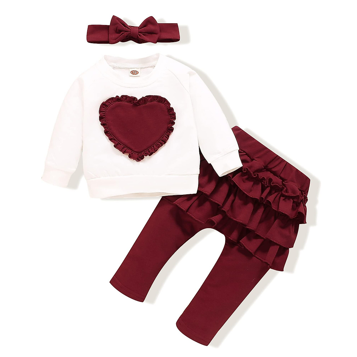 NZRVAWS Valentines Day Baby Girl Clothes 6 Months 9 Months Infant Toddler Girl Outfit Sweater Long Sleeve Fall Winter Love Heart Print Pant Set Spring