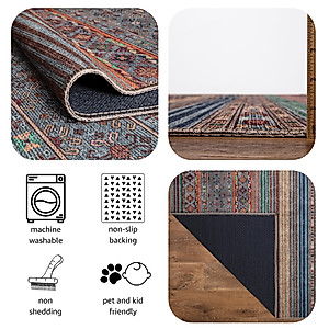 Keen Home Design Machine Washable Area Rugs with Non-Slip Backing, Ideal for Hallway, Living Room, Bedroom, Kitchen and Laundry Room, Vintage Moroccan and Low Pile Rug (3' x 5')
