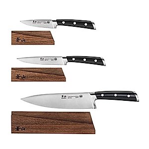 Cangshan TS Series 1020854 Swedish 14C28N Steel Forged 3-Piece Starter Knife Set with Wood Sheaths